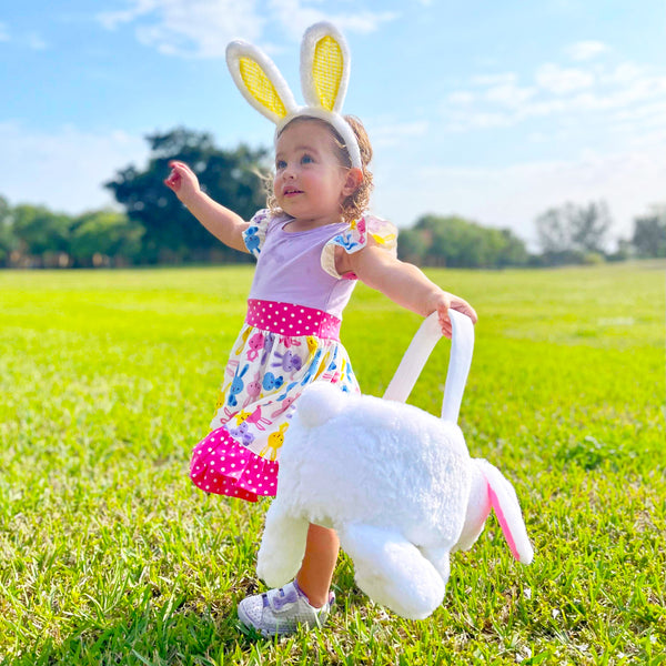 Girls Easter Bunny Dress Ruffle Party Spring Pink & Purple – AnnLoren